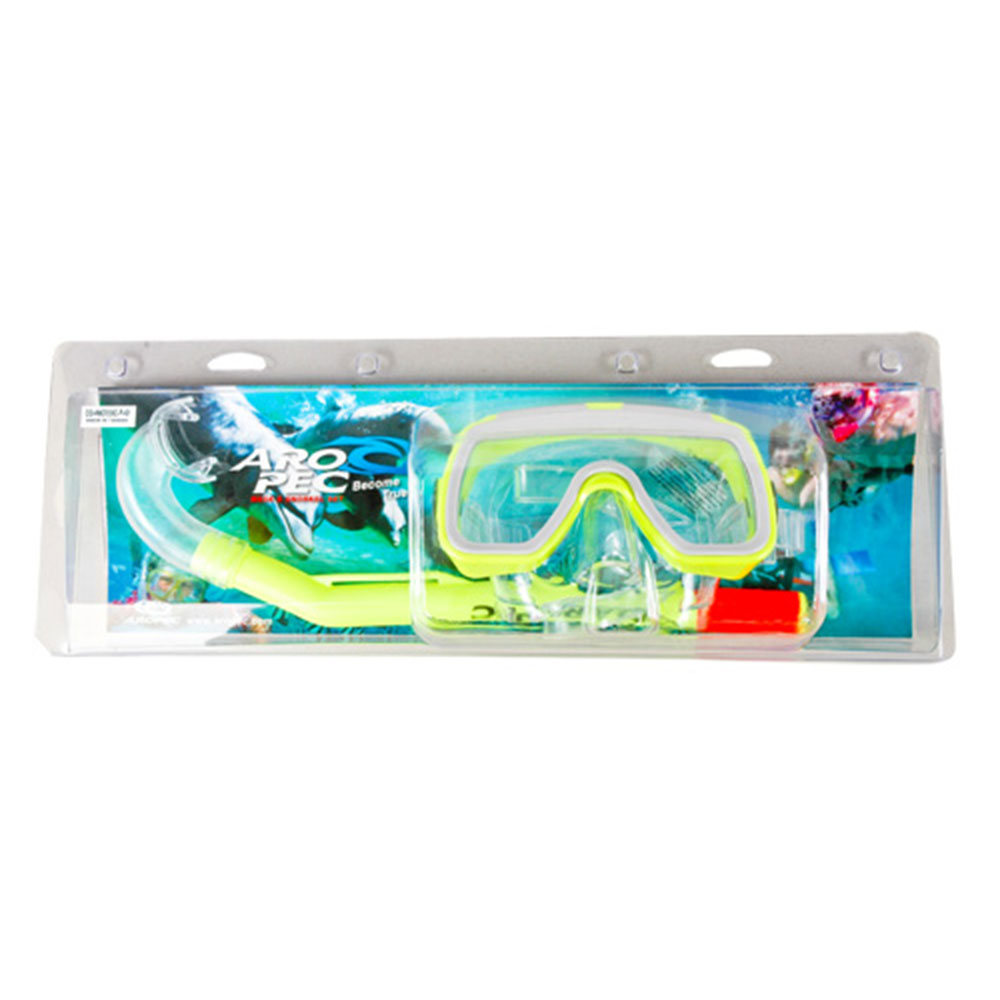 Aropec CO-H23C-PPVC Mask and Snorkel Combo Set for Kids (Neon Yellow ...
