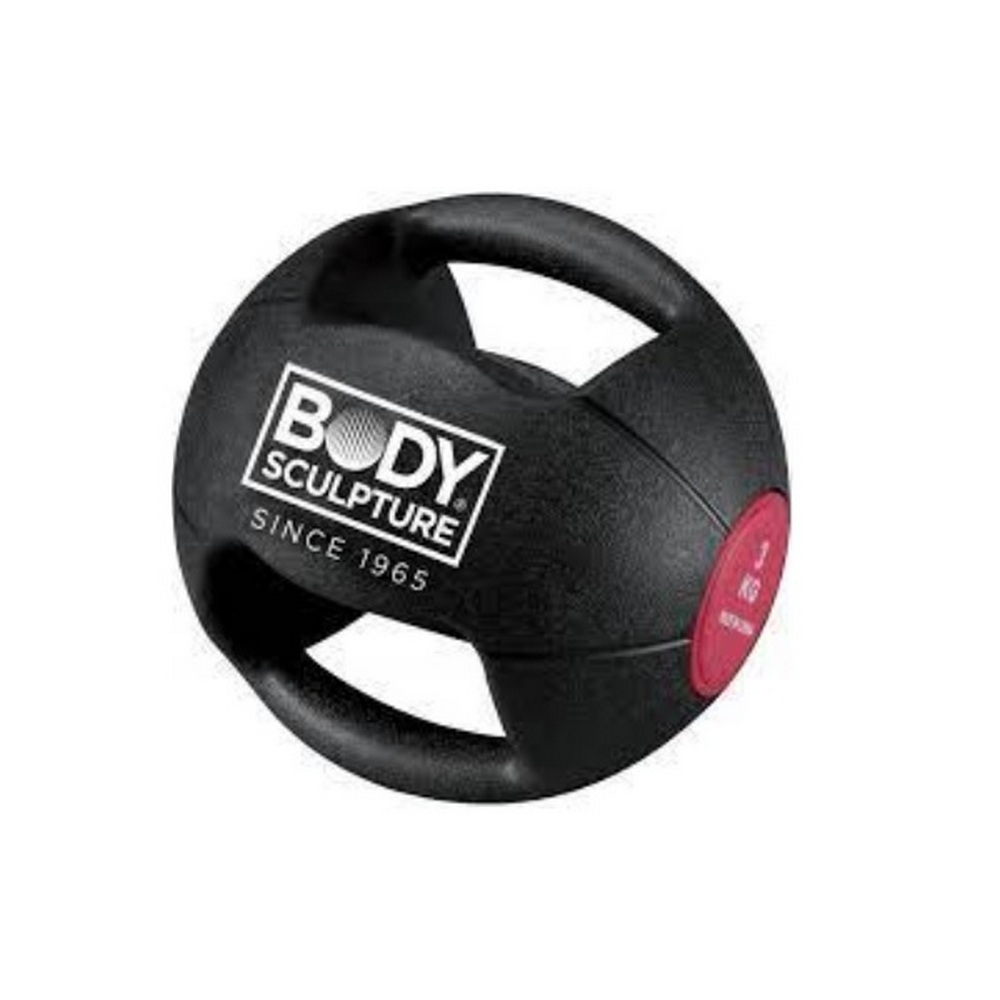 Body Sculpture BW-113M 3kg Medicine Ball with Handle (Black) - JB Sports
